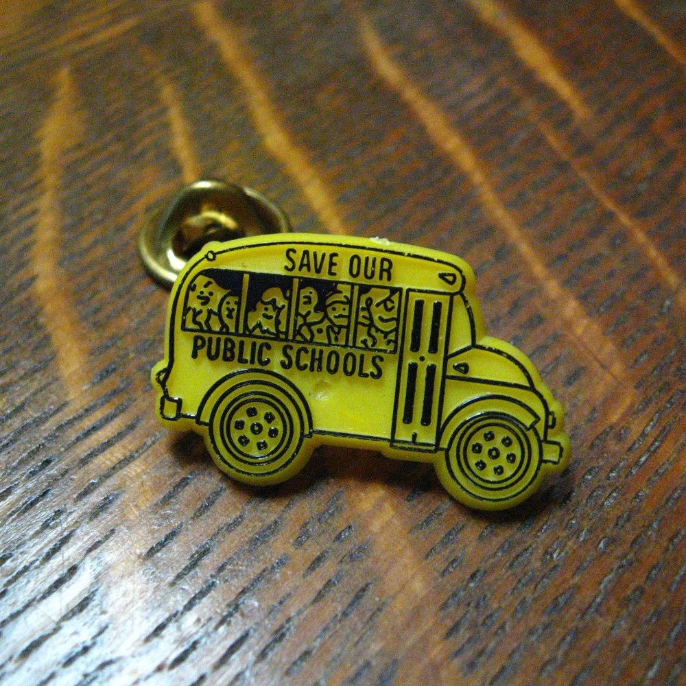 Yellow Student School Bus Vintage Lapel Pin - Gem